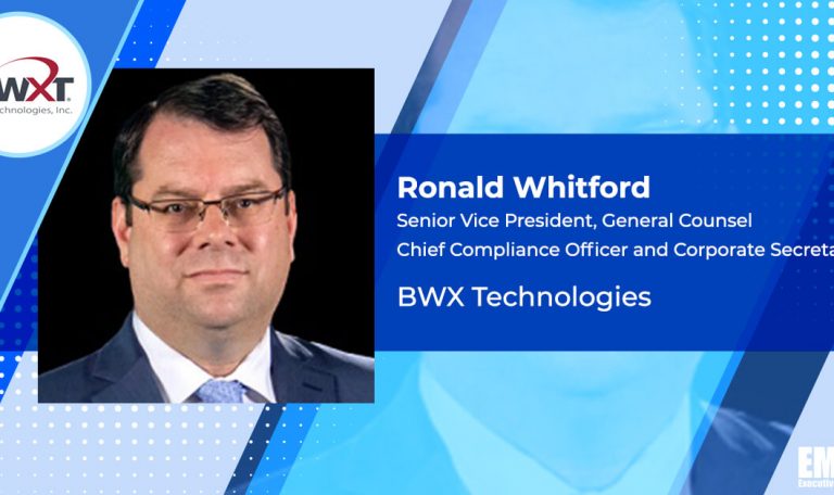 Ronald Whitford Promoted to BWXT SVP & General Counsel – GovCon Wire